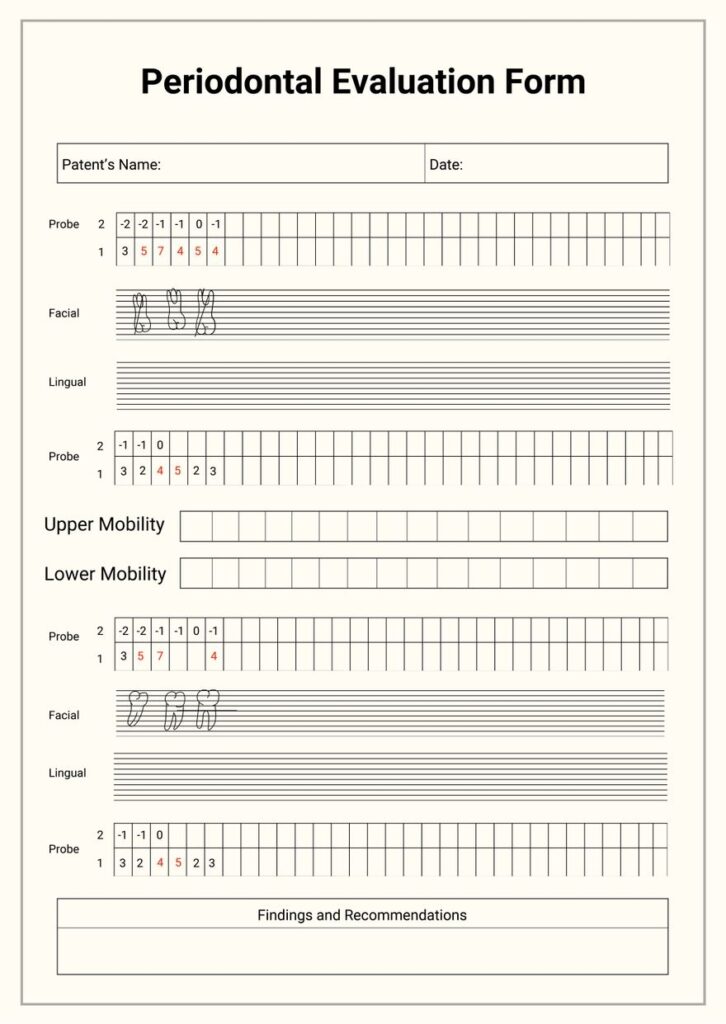 Periodontal Printable Charting - Template Free Printable
