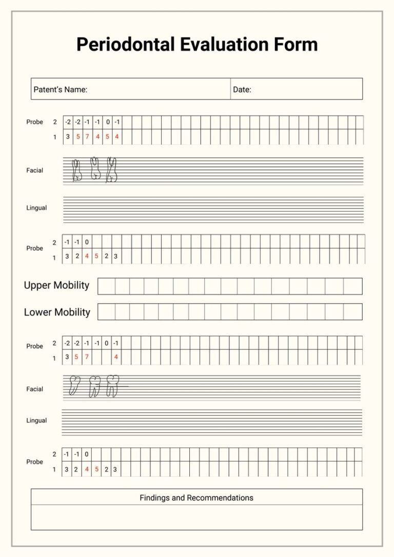 Periodontal Printable Charting - Template Free Printable
