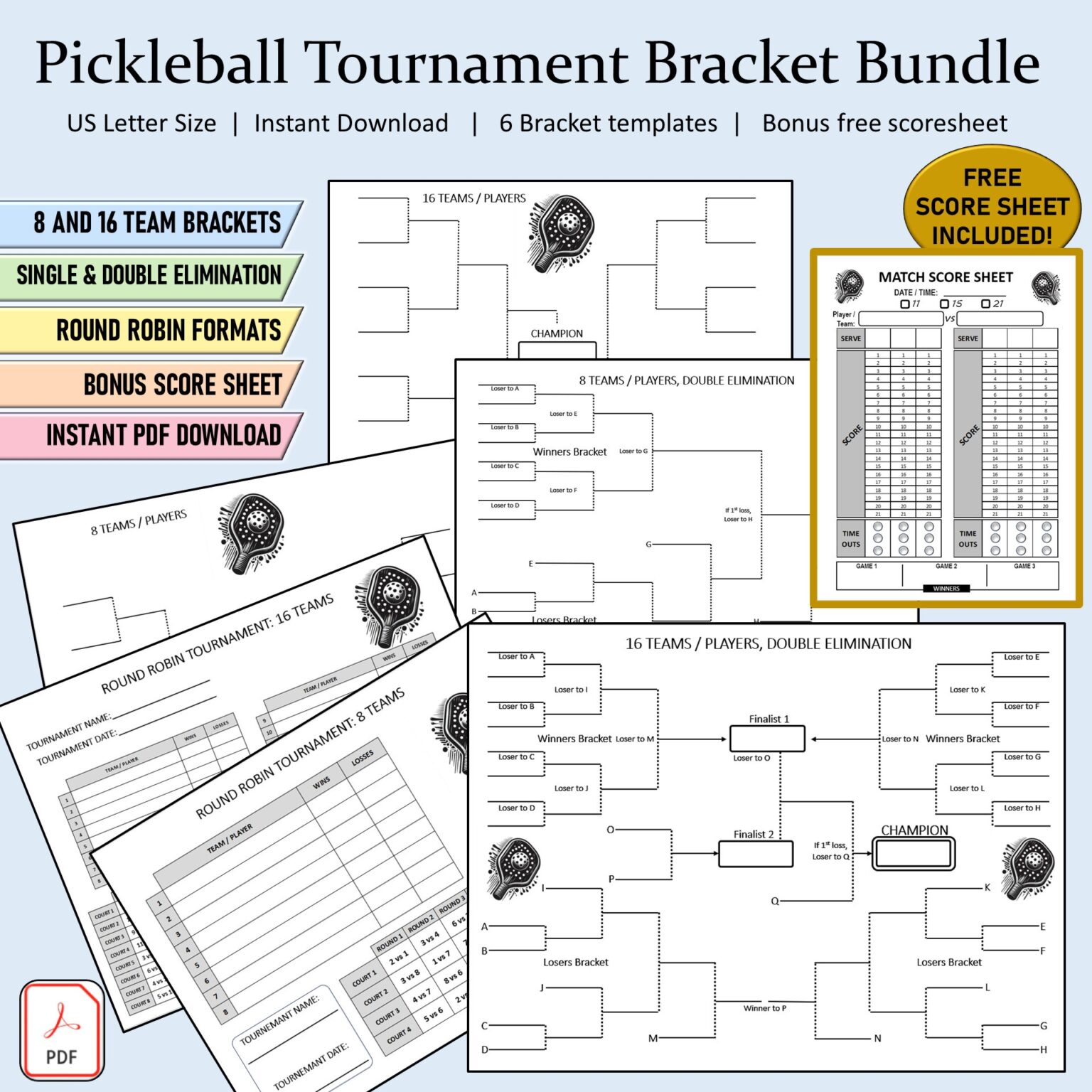 Printable Round Robin Score Sheet - Template Free Printable