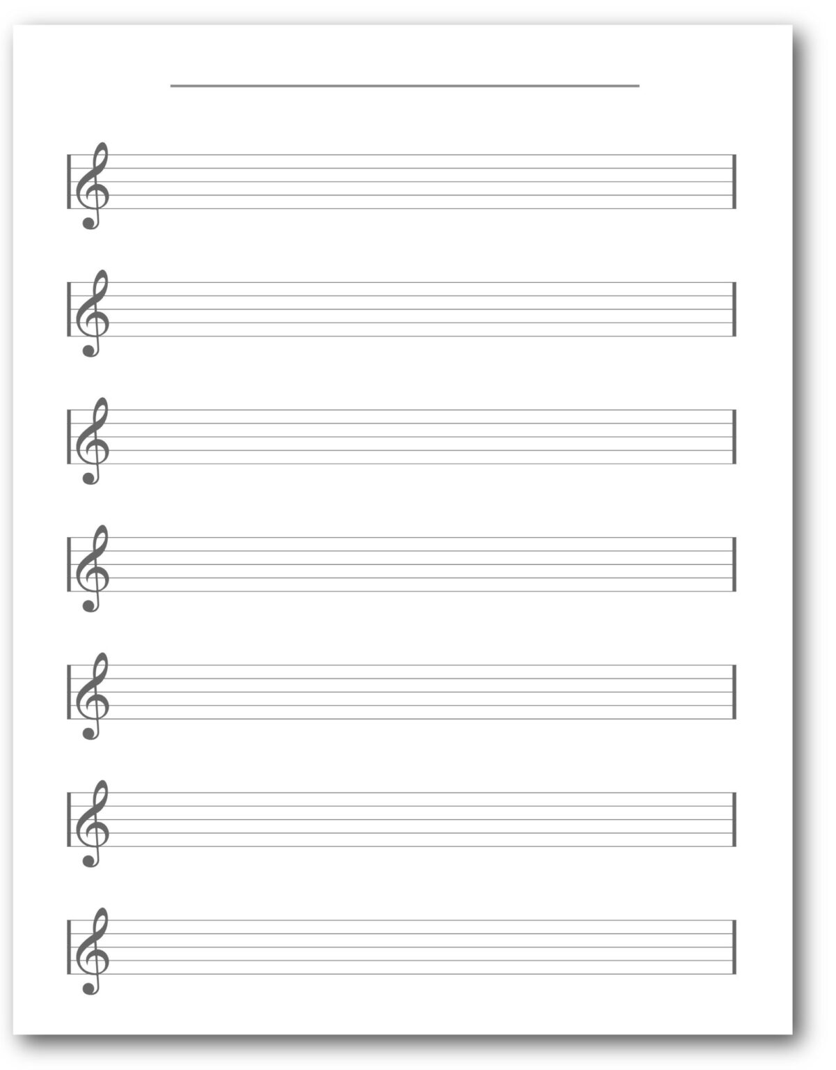 Printable Blank Sheet Music Treble Clef - Template Free Printable