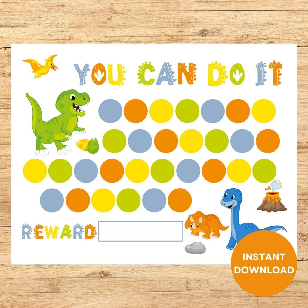 Free Printable Dinosaur Sticker Rewqrd Chart - Template Free Printable