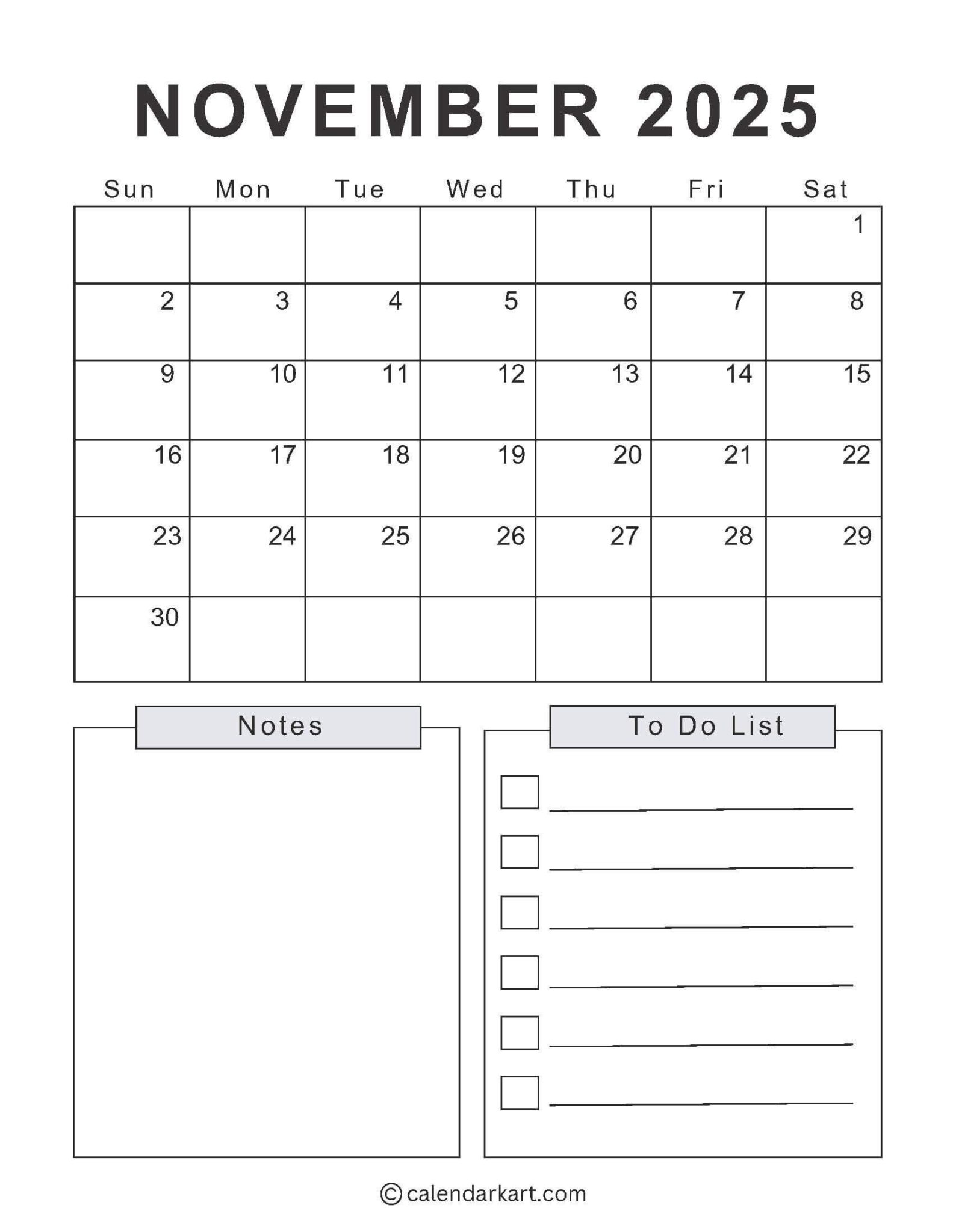 November Printable Calender - Template Free Printable