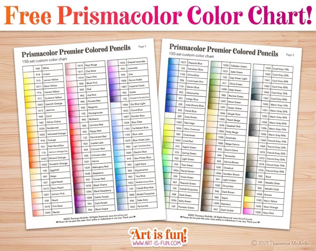 Printable Color Chart For Prismacolor Pencils - Template Free Printable