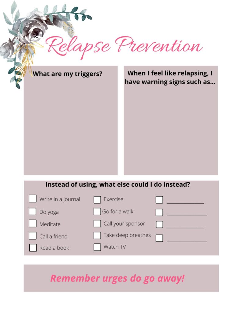 Printable Relapse Prevention Worksheets - Template Free Printable