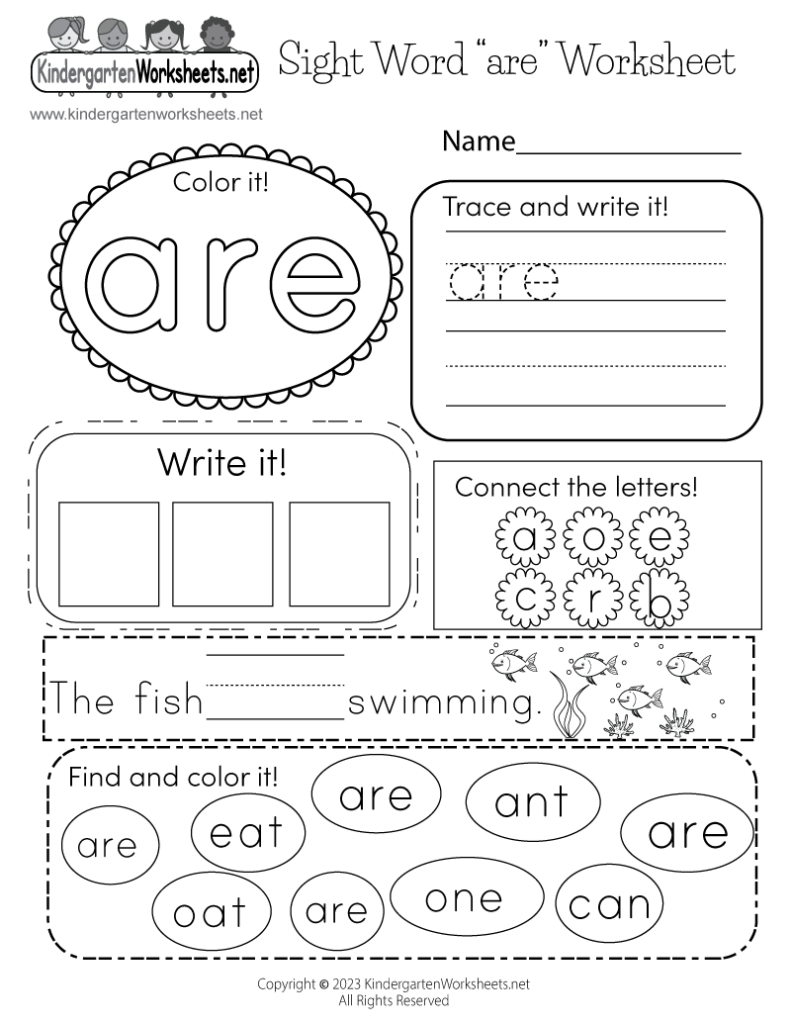 Free Printable Kindergarten Sight Words Worksheets - Template Free ...