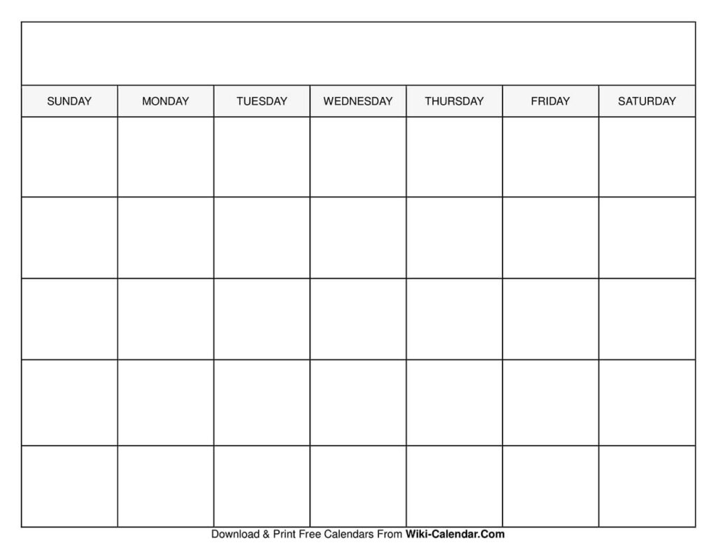Calendar Paper Printable - Template Free Printable