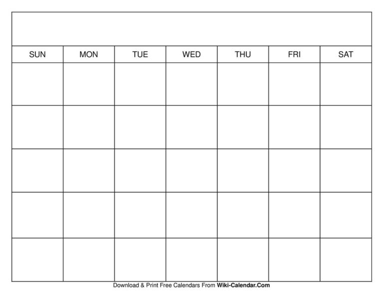 Printable Block Calendar - Template Free Printable