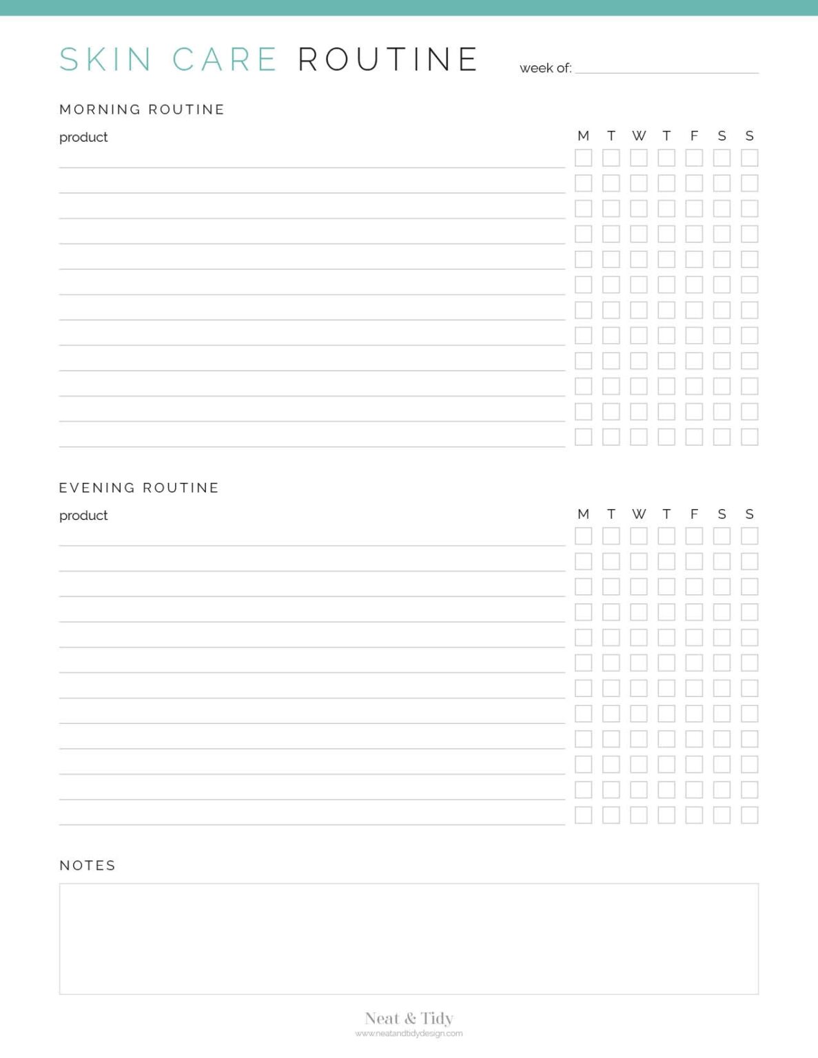 Printable Skincare Routine Chart - Template Free Printable