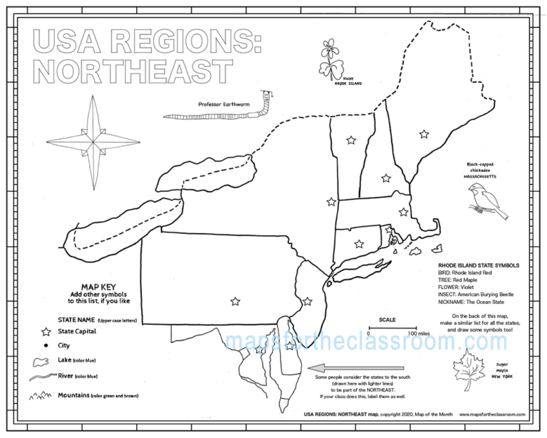 Printable Northeast States Map - Template Free Printable
