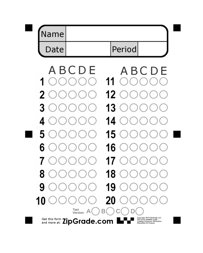 Printable Answer Sheet Pdf Free Download - Template Free Printable